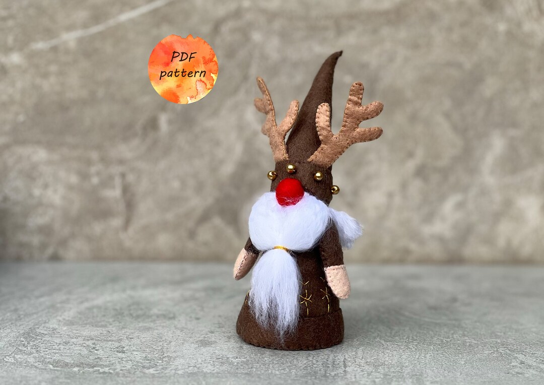 Felt Reindeer Gnome Sewing Pattern PDF DIY Easy Project Christmas ...