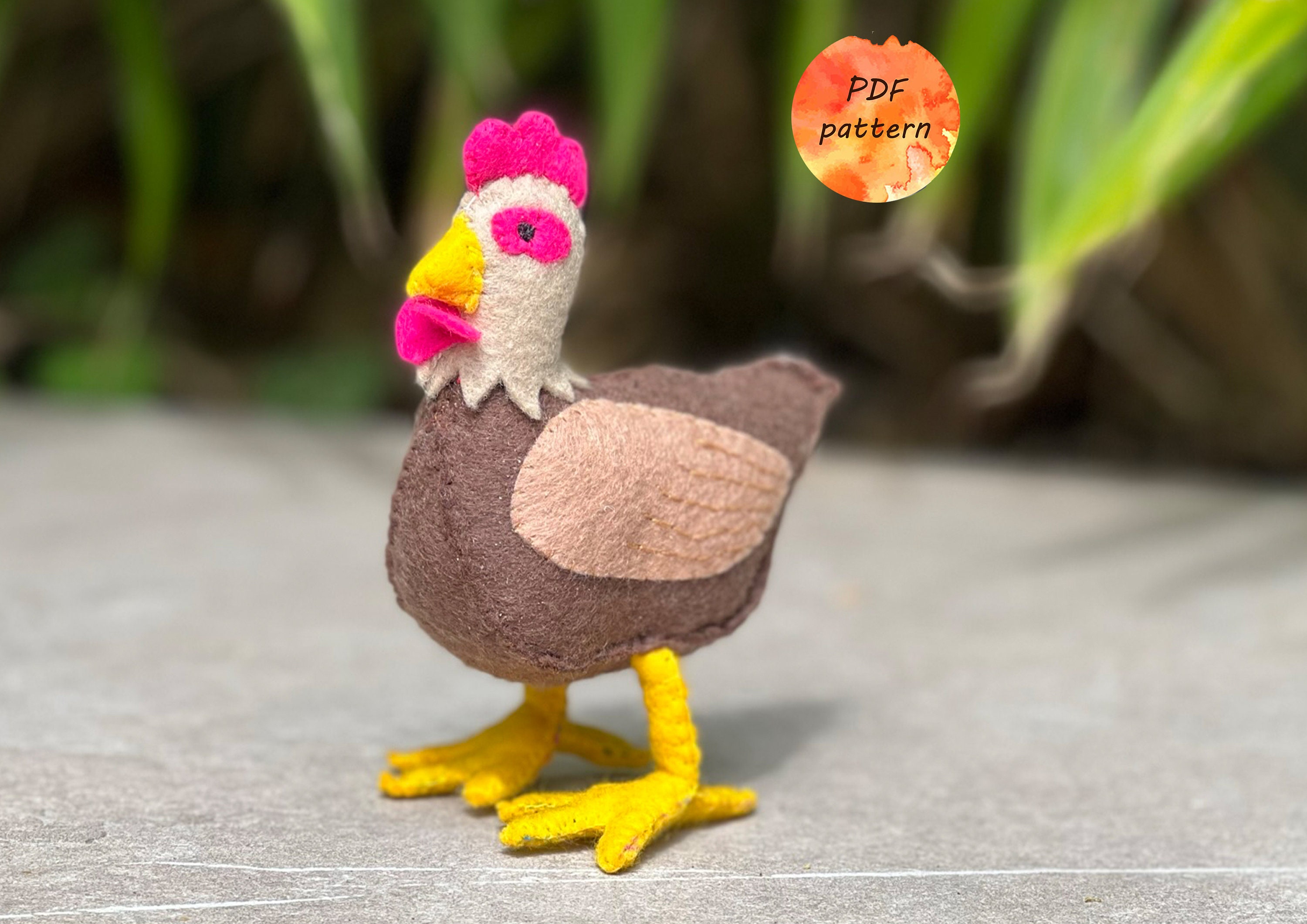 Felt Chicken Sewing Pattern PDF Small Farm Animals Stuffed - Etsy