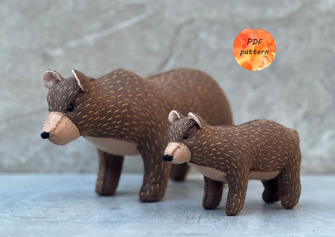 Felt Bear Standing Large and Small Sewing Pattern PDF Woodland Stuffed ...