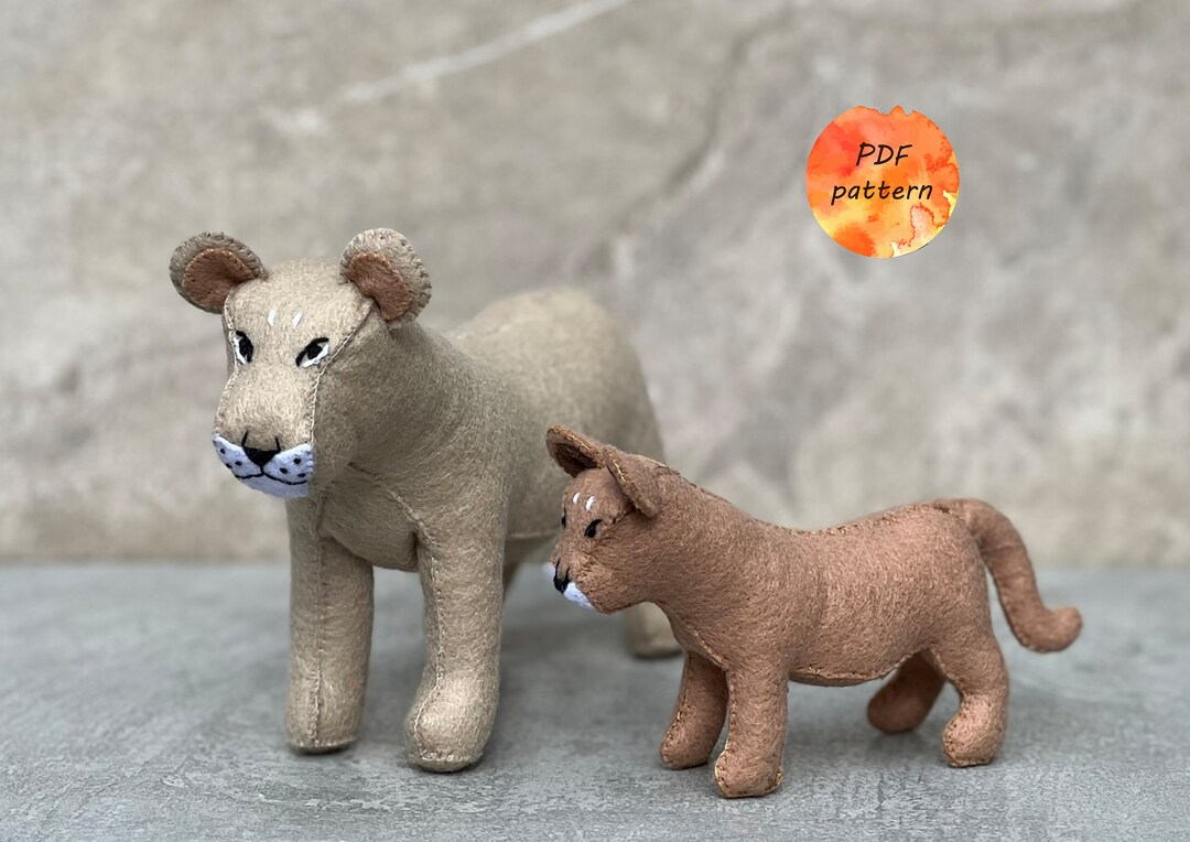 Felt LIONESS and the Lion CUB * Bundle of 2 Patterns * Digital Sewing ...