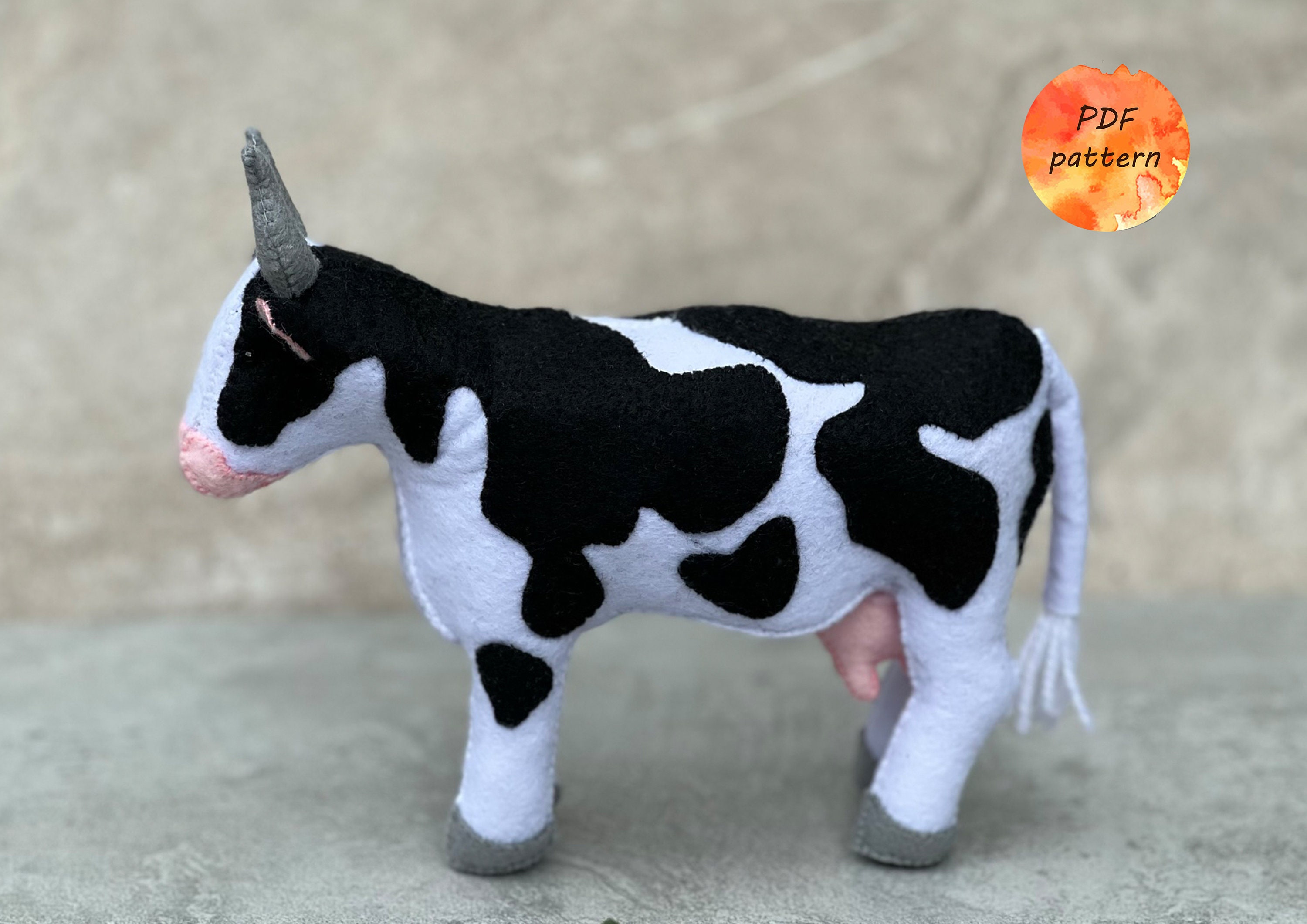Felt Cow Sewing Pattern PDF Farm Animals Toy Ornament Gift - Etsy UK