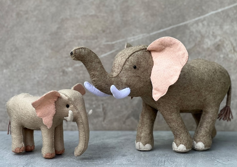 Felt ELEPHANTS * Bundle of Large and Small Elephants *digital Sewing ...