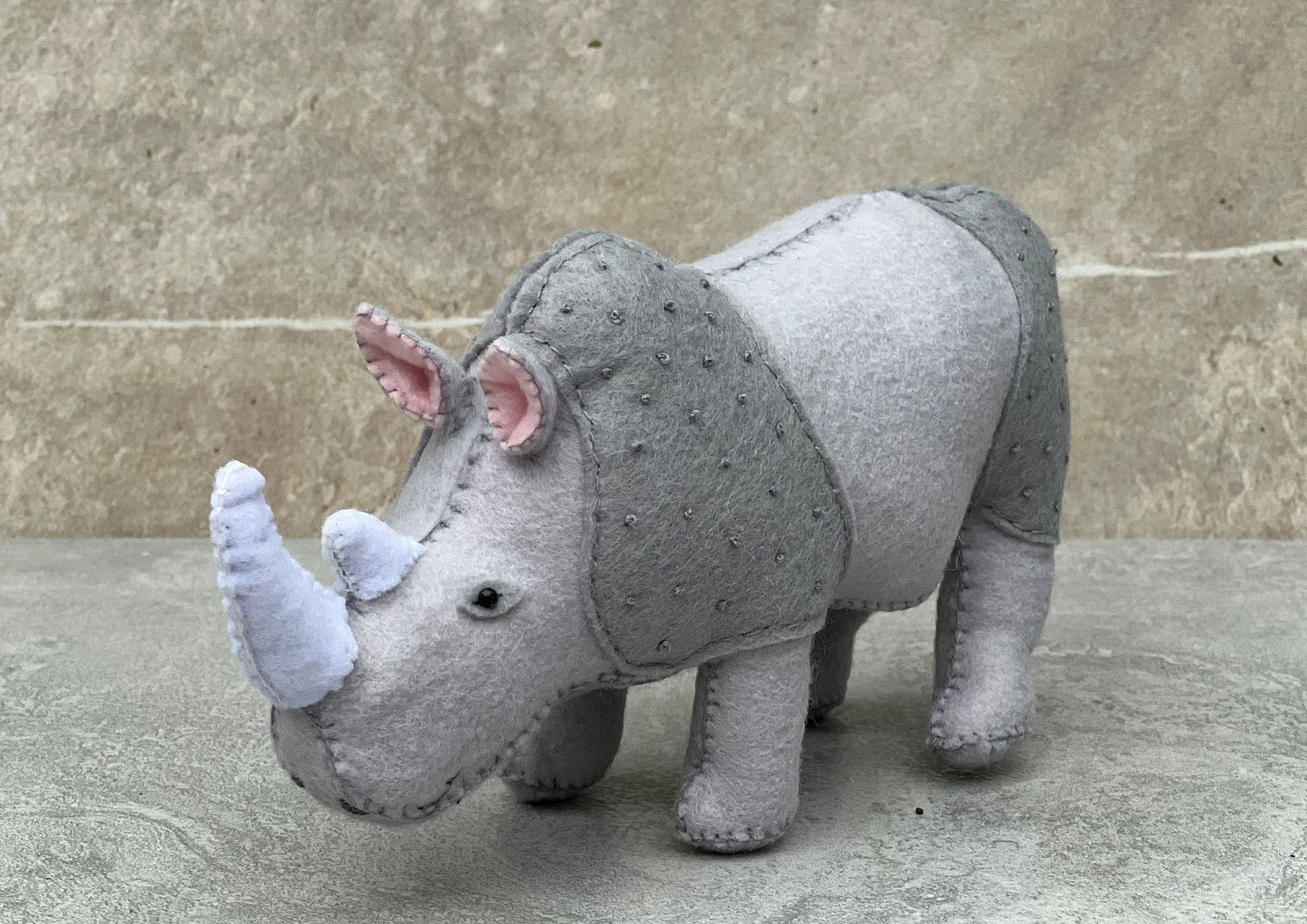 Felt Rhino Rhinoceros *2 Sewing Patterns* Large and Small * Digital ...