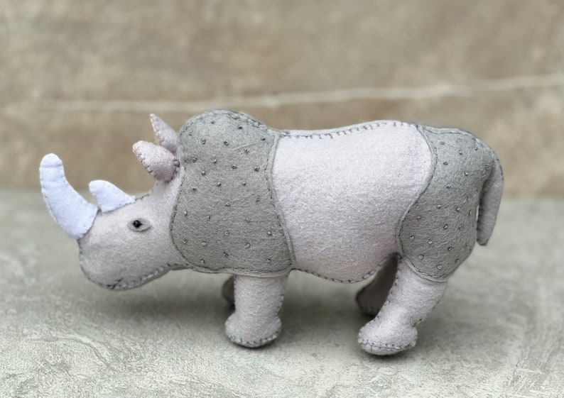 Felt Rhino Rhinoceros *2 Sewing Patterns* Large and Small * Digital ...