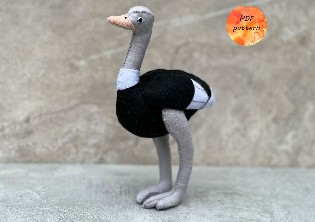 Felt Ostrich Sewing Pattern PDF Safari Stuffed Animals Toy Ornament ...