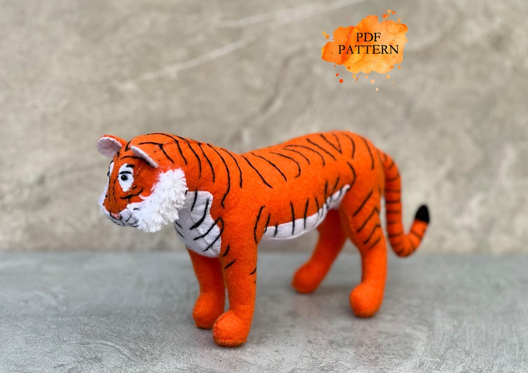 Felt Tiger Sewing Pattern PDF Safari Stuffed Animals Toy Ornament Gift ...