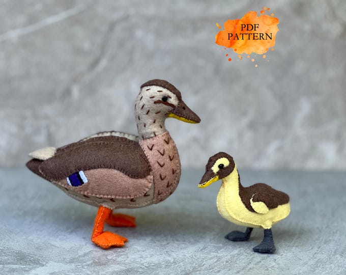 Duck Sewing Pattern, Felt Animal Pattern, Stuffed Animal, Handmade Gift, Mallard Duck, DIY Craft ...