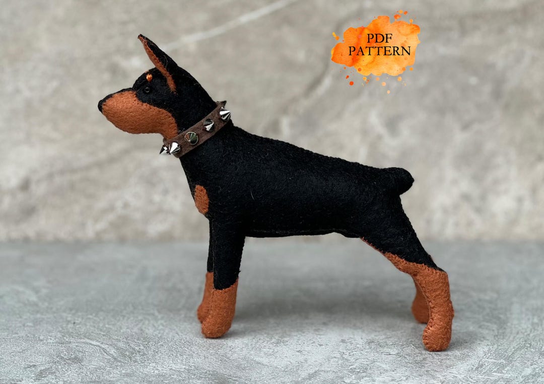 Felt Doberman * 2 Patterns * Short or Long Tail * Digital Sewing ...