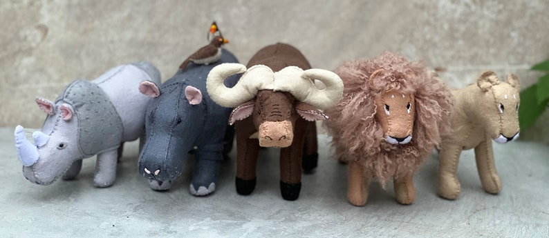 Felt Rhino Rhinoceros *2 Sewing Patterns* Large and Small * Digital ...