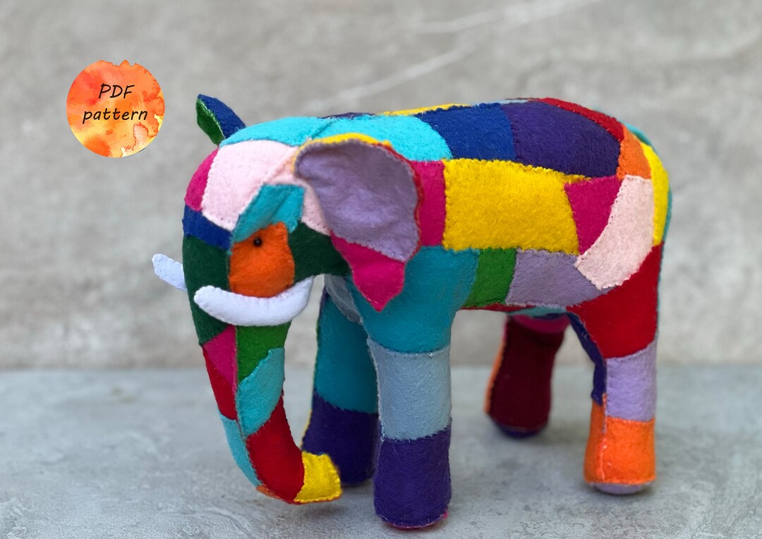 Felt Patchwork Elephant Scraps Project Sewing Pattern PDF Safari ...