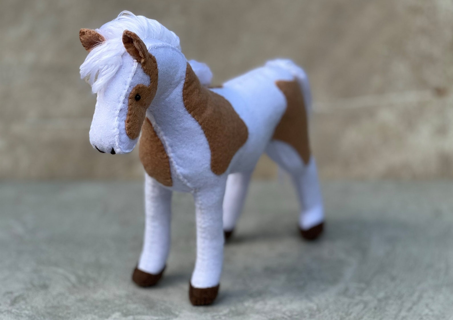 Felt White Horse With Brown Patches Sewing Pattern PDF Farm - Etsy UK