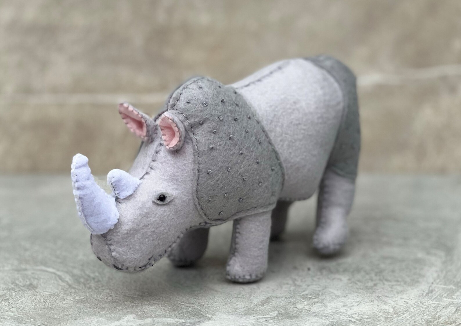 Felt Rhino Rhinoceros 2 Sewing Patterns Bundle Large and Small Rhino ...