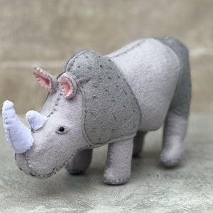 Felt Rhino Rhinoceros *2 Sewing Patterns* Large and Small * Digital ...