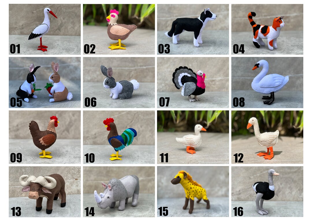 Special Bundle Choose Any 6 Patterns Safari Farm Animals Birds Dolls ...