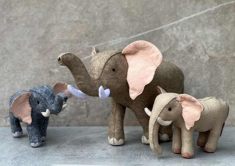 Felt ELEPHANTS * Bundle of Large and Small Elephants *digital Sewing ...