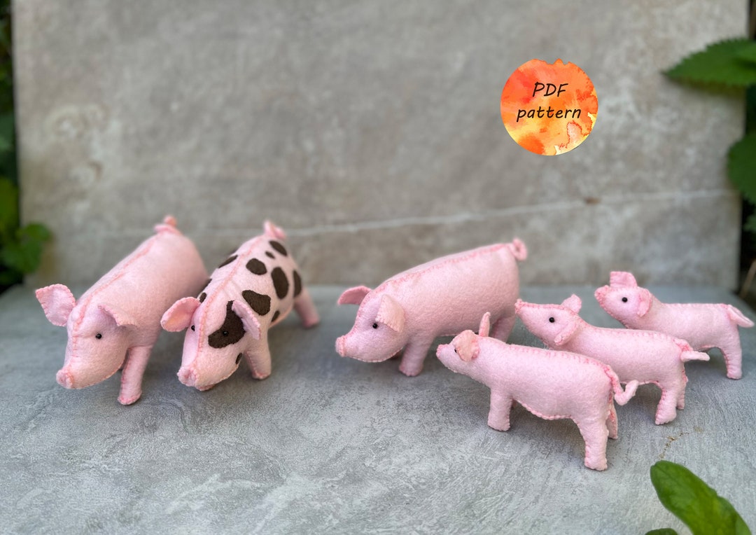 Felt Pig *4 PATTERNS *bundle* Small and Large* Walking and Standing ...