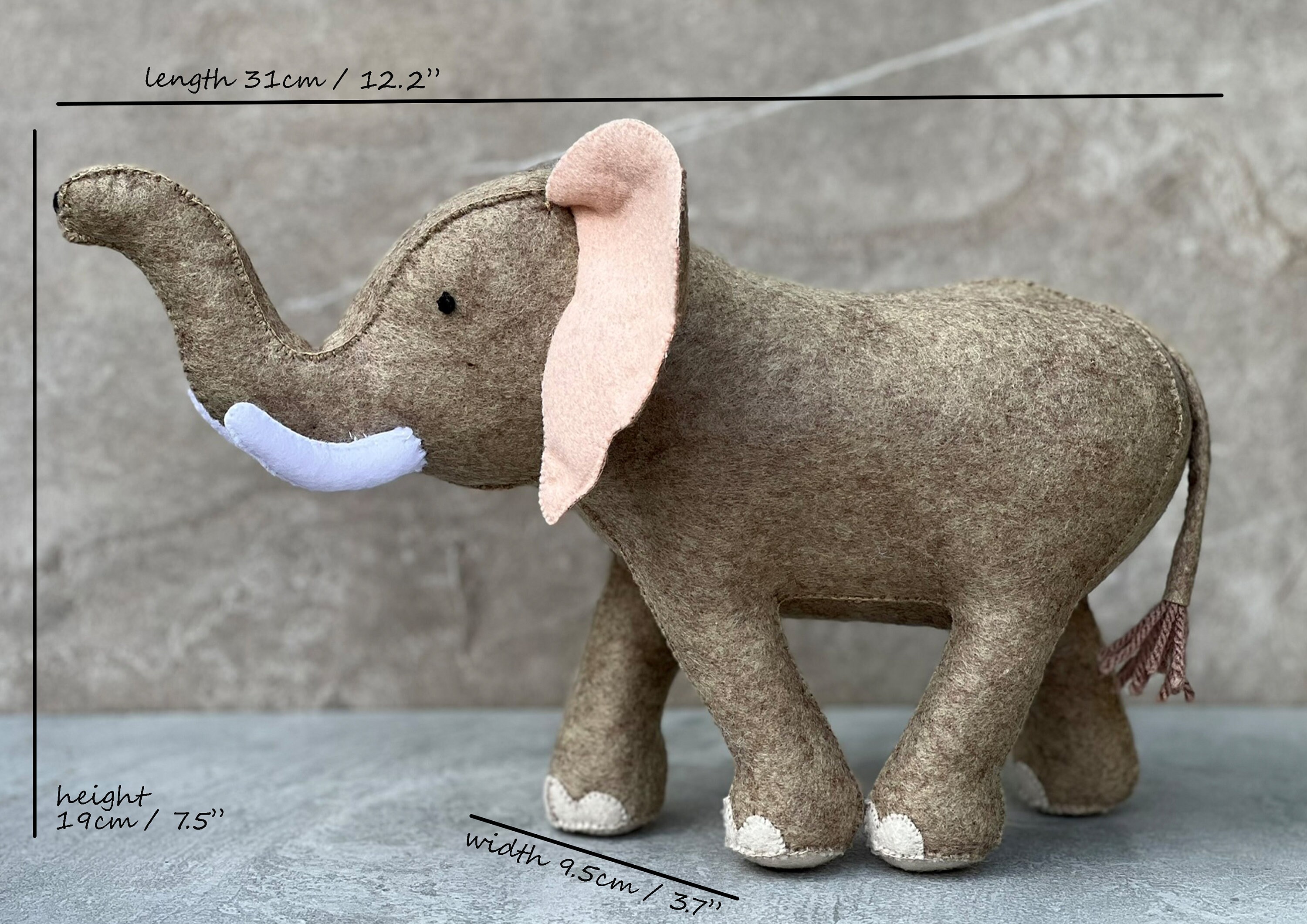 Felt ELEPHANTS * Bundle of Large and Small Elephants *digital Sewing ...