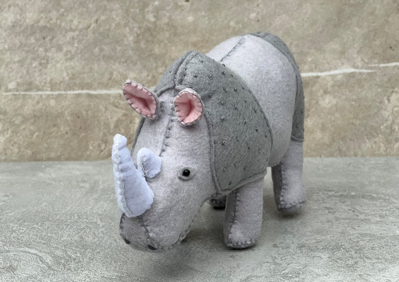 Felt Rhino Rhinoceros *2 Sewing Patterns* Large and Small * Digital ...
