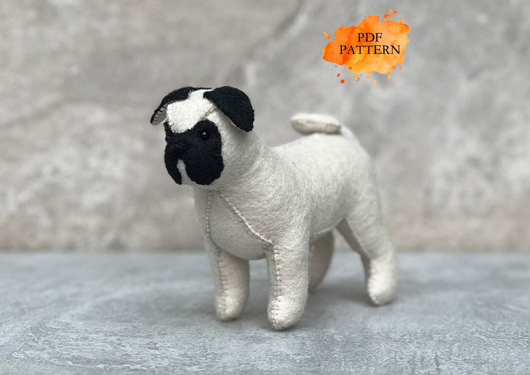 Felt Pug Dog Digital Sewing Pattern PDF Farm Stuffed Animals - Etsy