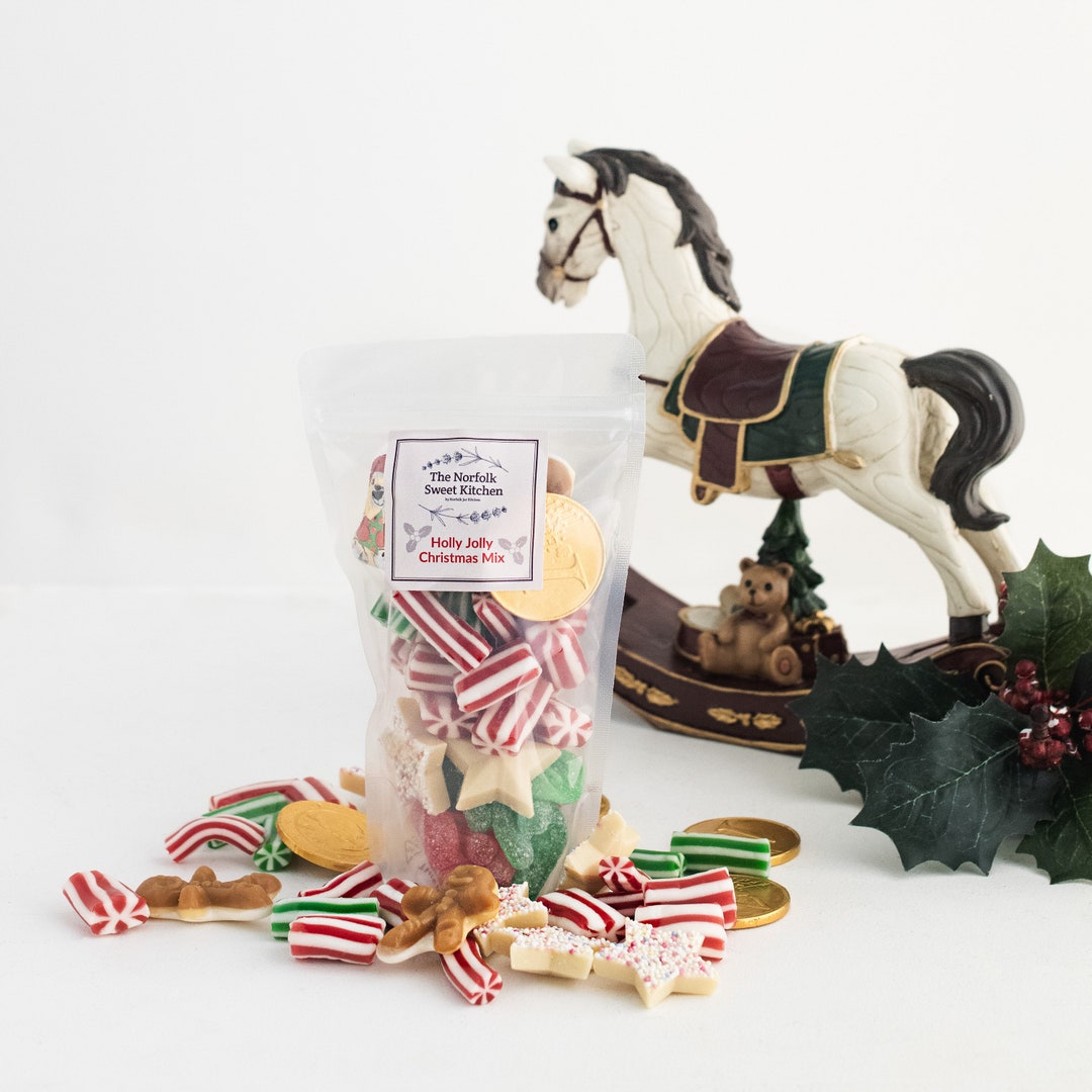 Holly Jolly Christmas Stocking Filler Sweets Pouch 250g 500g Stocking ...