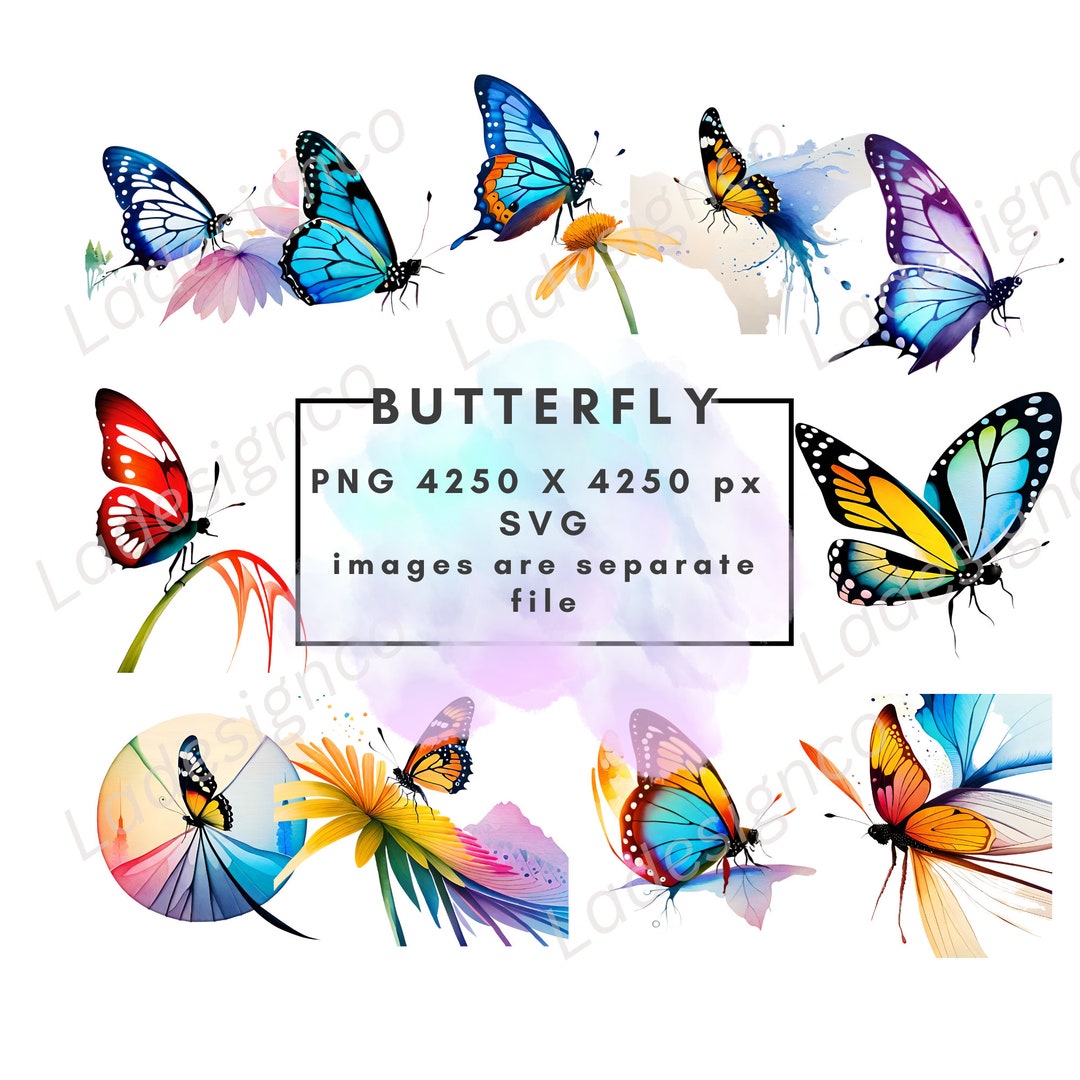 Painted Butterfly Clipart, Watercolor Butterflies Clipart, Butterfly ...