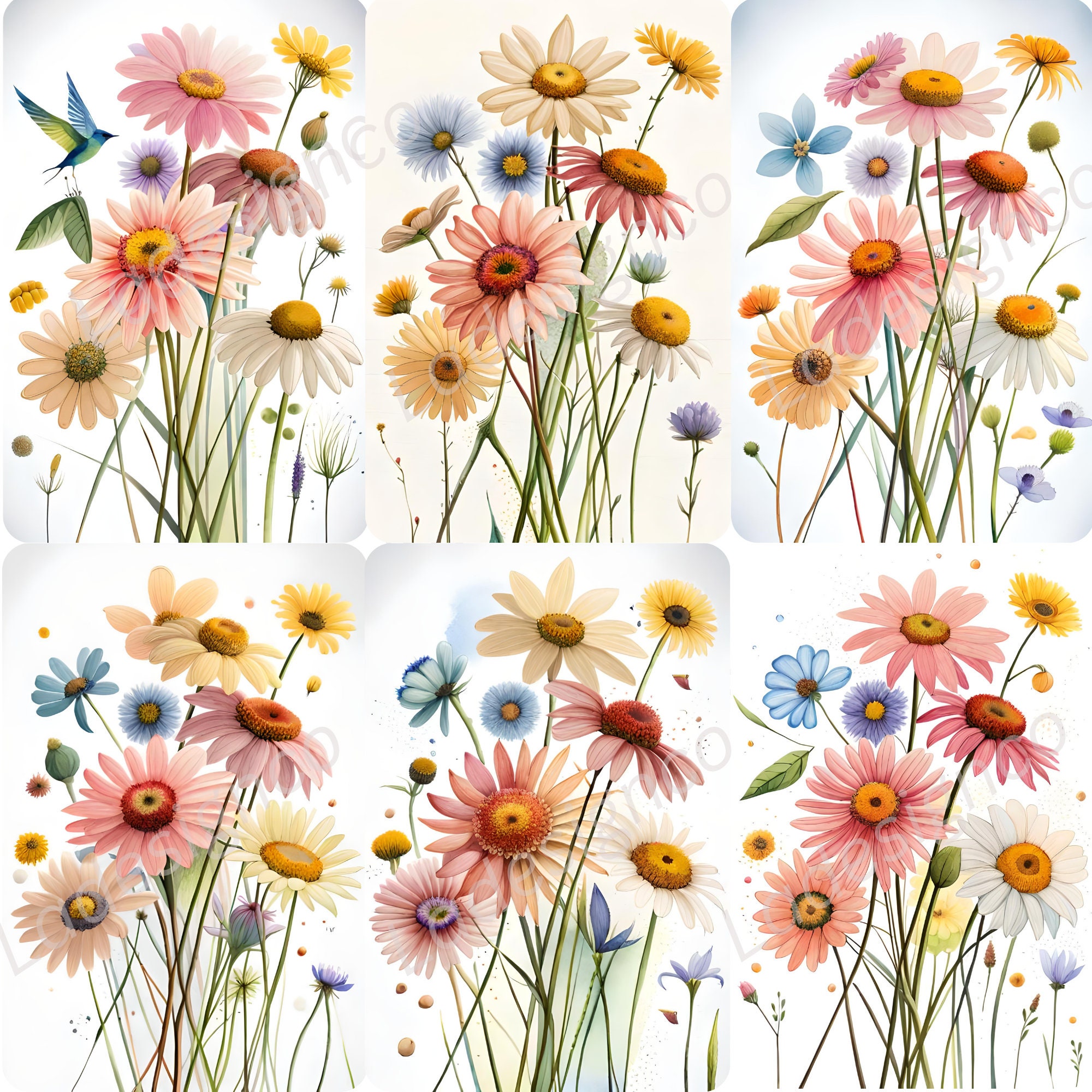 Daisy Flower Clipart 10 High Quality Jpgs Digital Planner - Etsy
