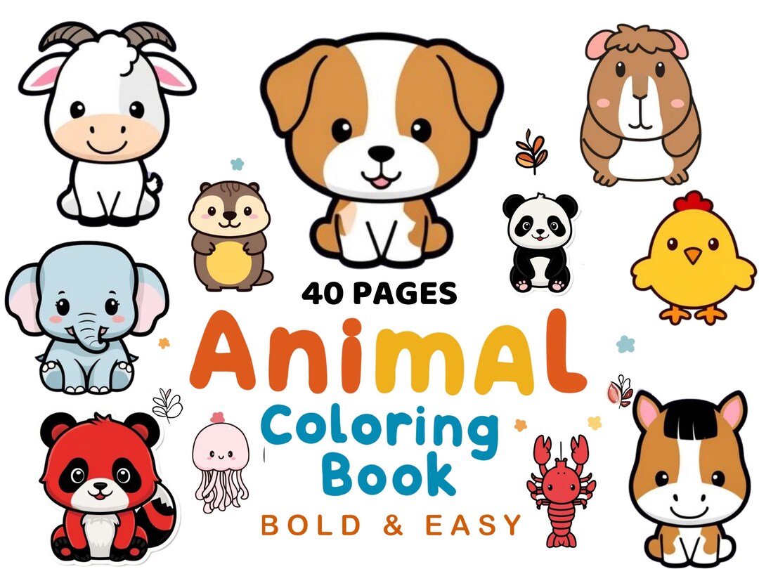 Cute Animals: Adorable Coloring Book for Relaxing by LA - 40 PAGES - Etsy