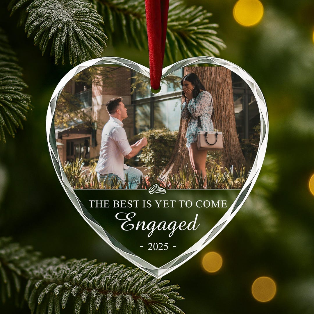Personalized Engaged Photo Ornament | Custom Engagement Keepsake With ...