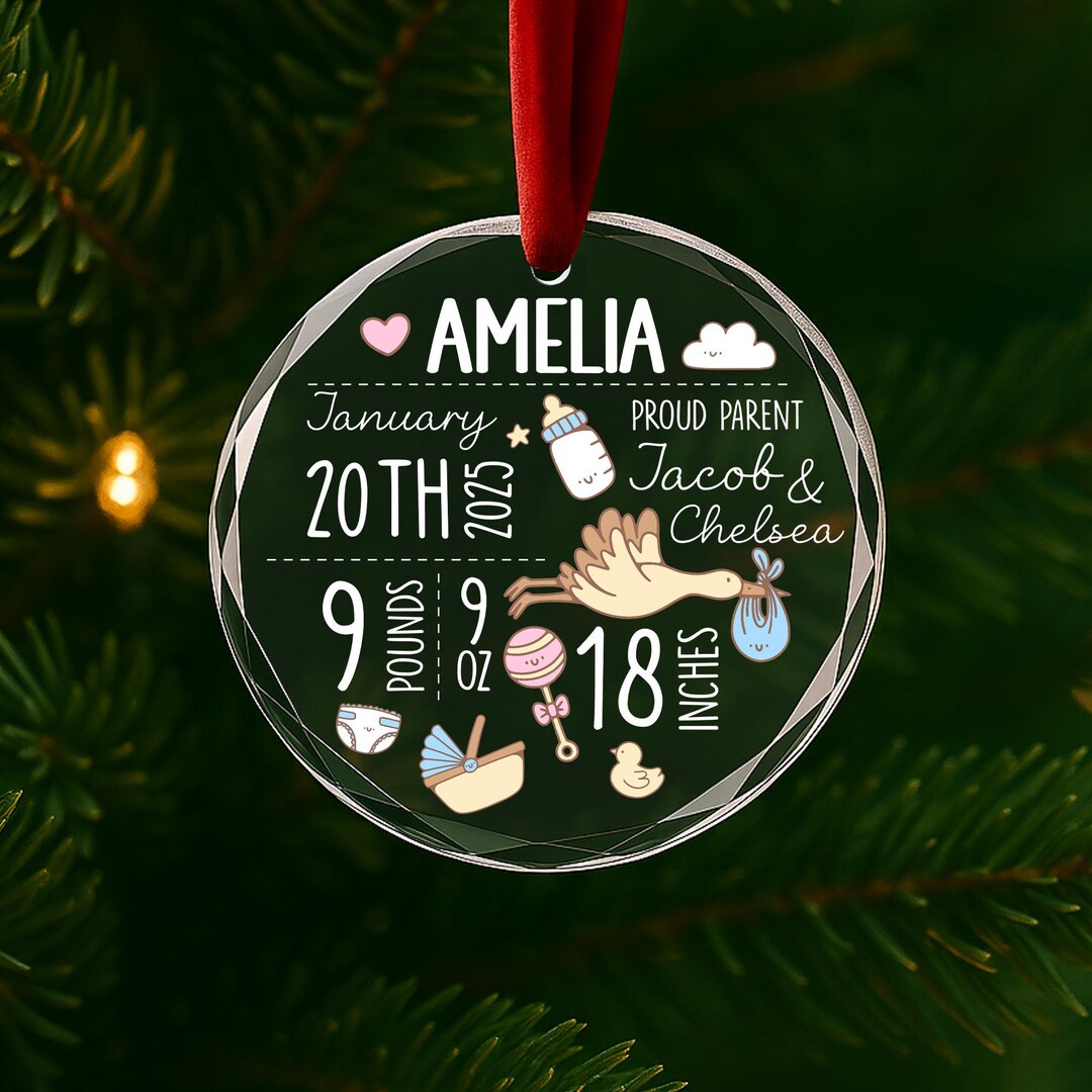 Personalized Baby Birth Stats Ornament | Custom Name, Date, Weight ...