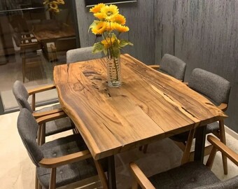 Rustic Slab Dining Table - Etsy