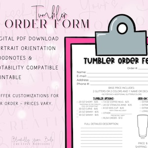Custom Tumbler Order Form - Etsy