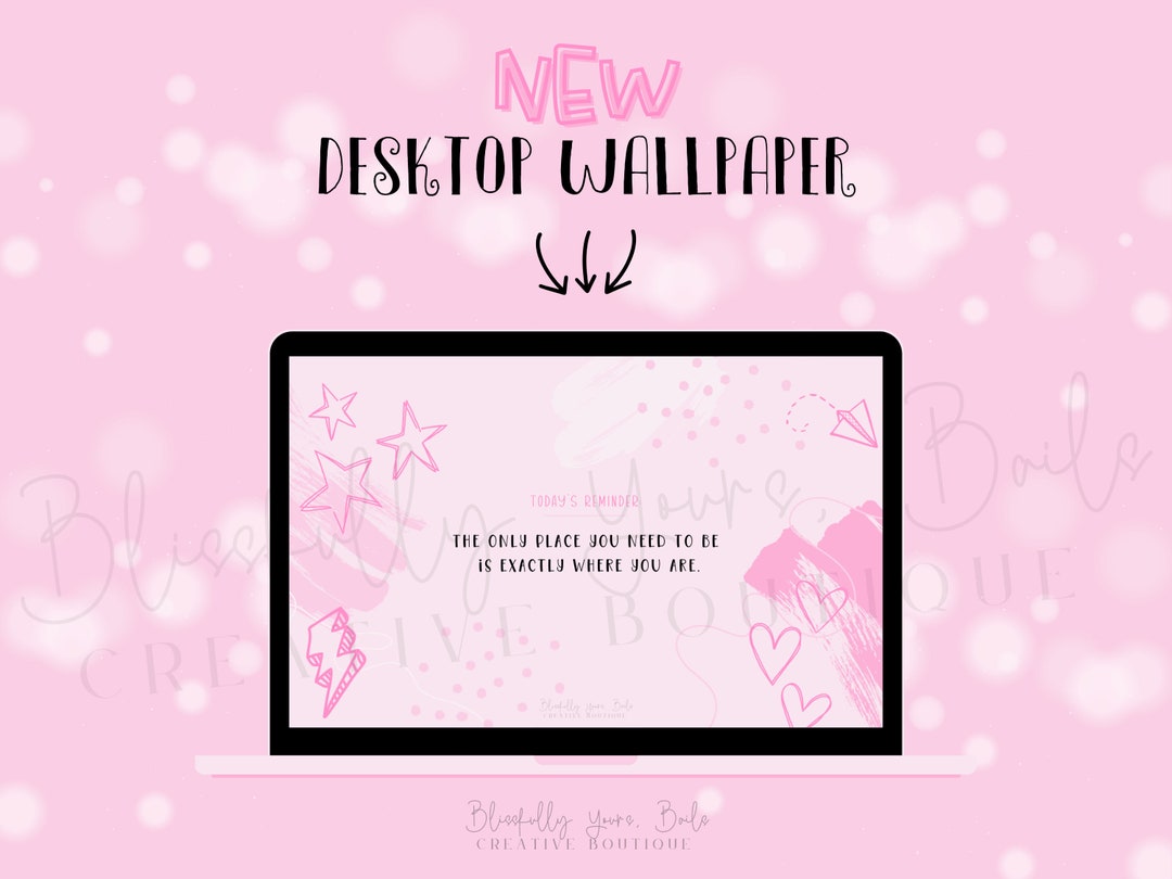 Pink Girly Desktop Wallpaper: Daily Reminder Quote (PNG Digital ...