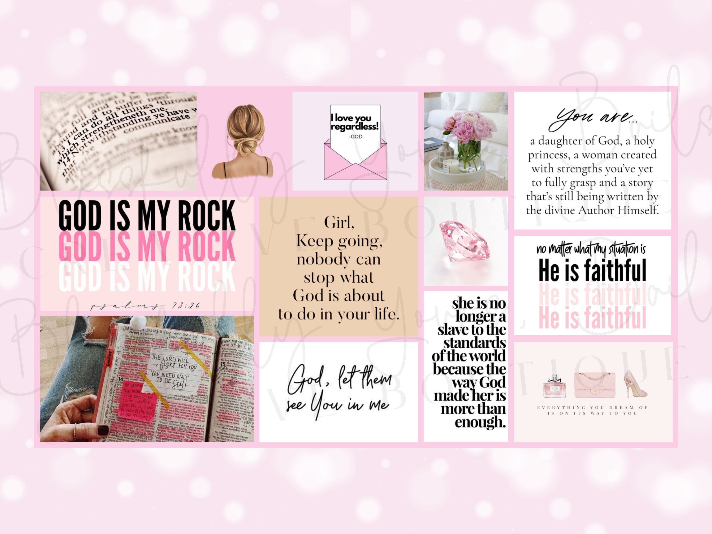 Christian Vision Board Computer Wallpaper: Pink Girly Faith Collage ...