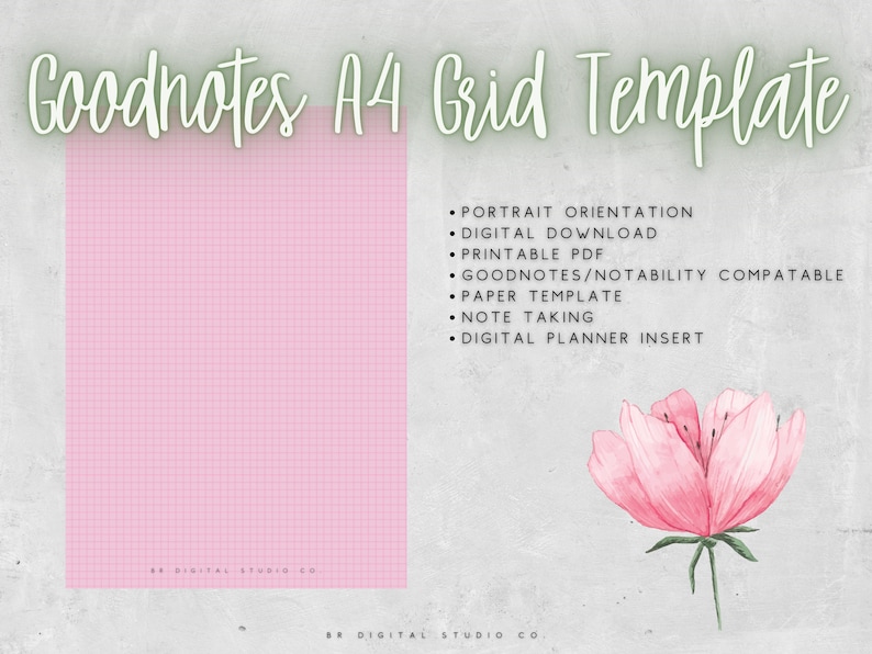 Pretty in Pink Goodnotes Paper Template, Grid Paper - Etsy