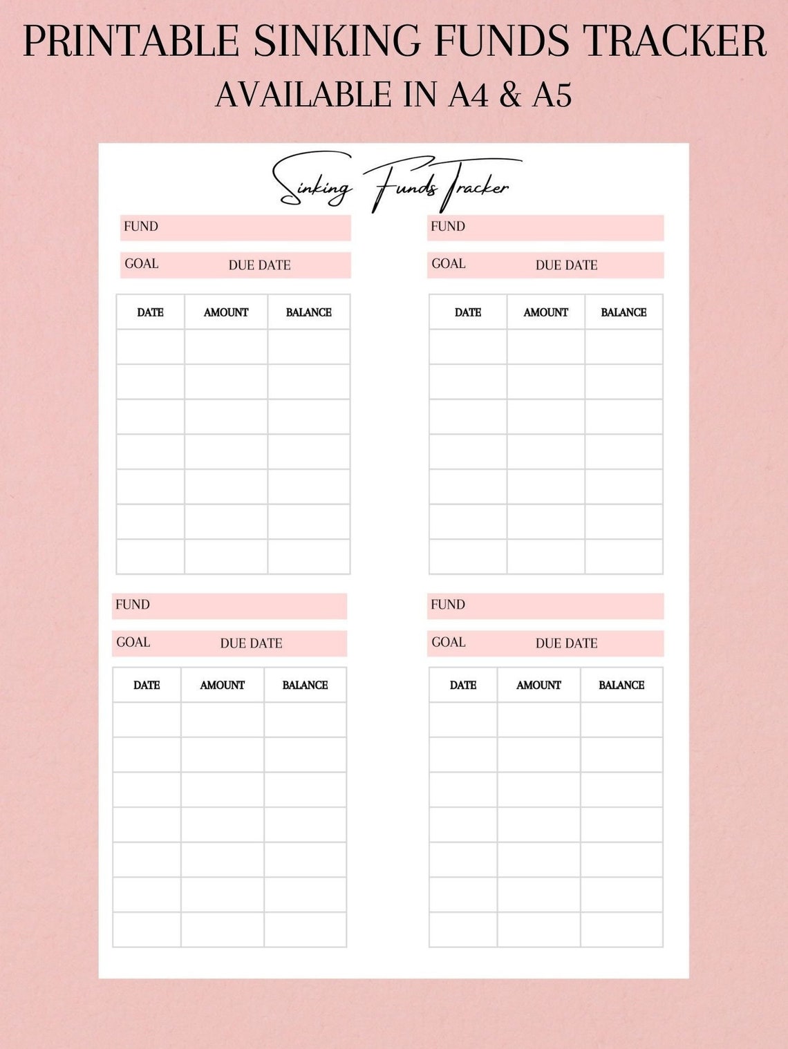 Sinking Funds Tracker - A4 A5 Printable Tracker - Etsy