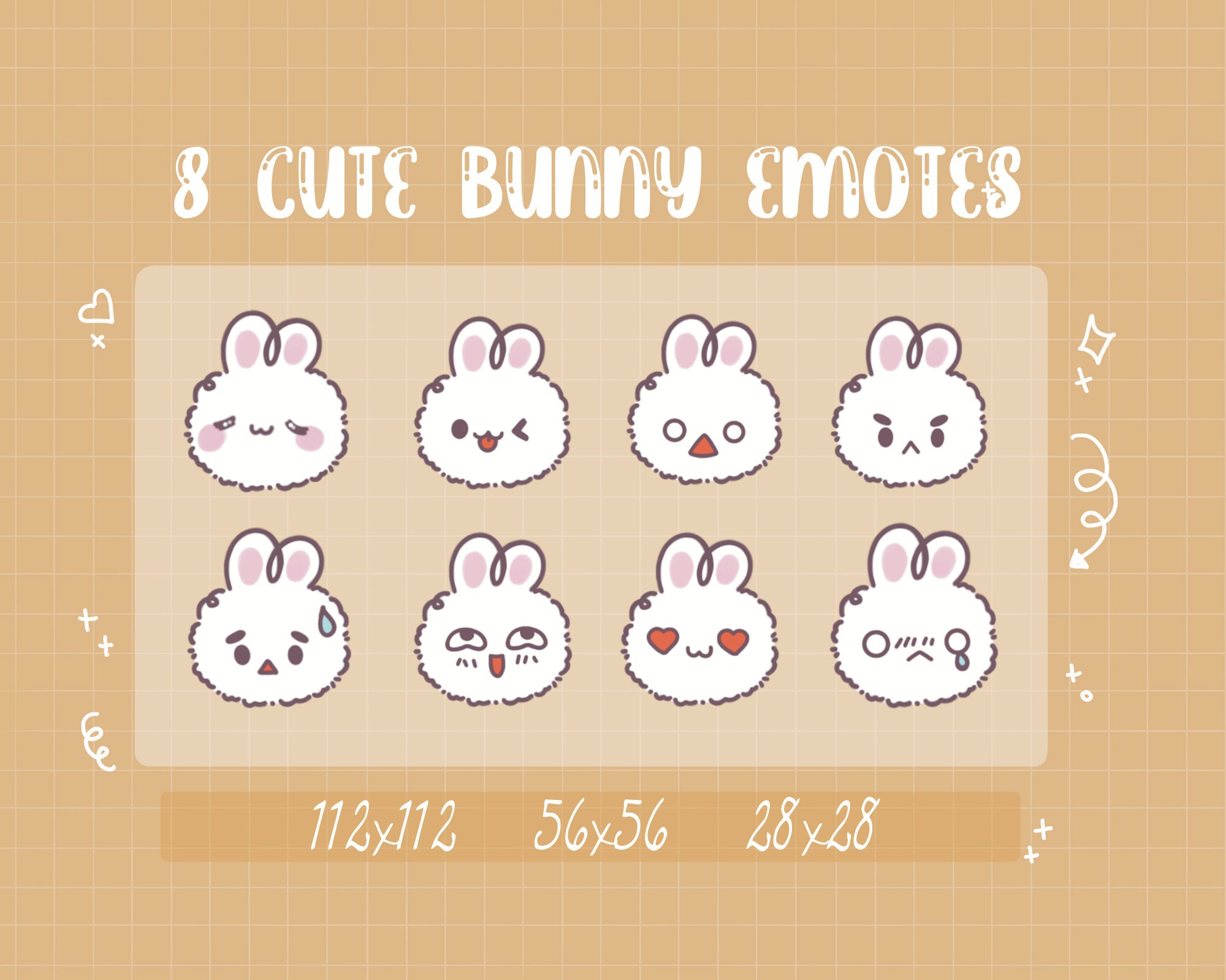 8 Kawaii Bunny Twitch Emotes - Cute Chat Emotes, Discord Emoji ...
