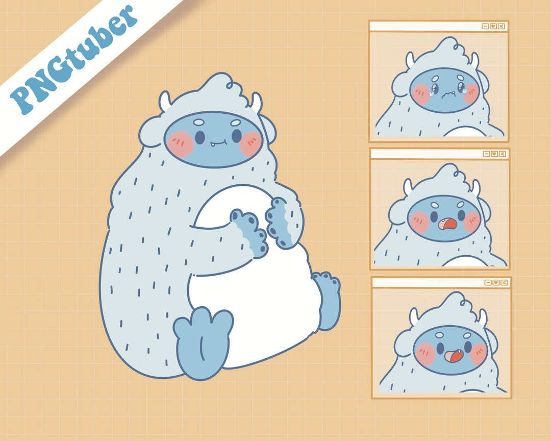 Kawaii Pngtuber | 'blue Yeti' (3 Emotions) | Animal Vtuber | Ready for ...