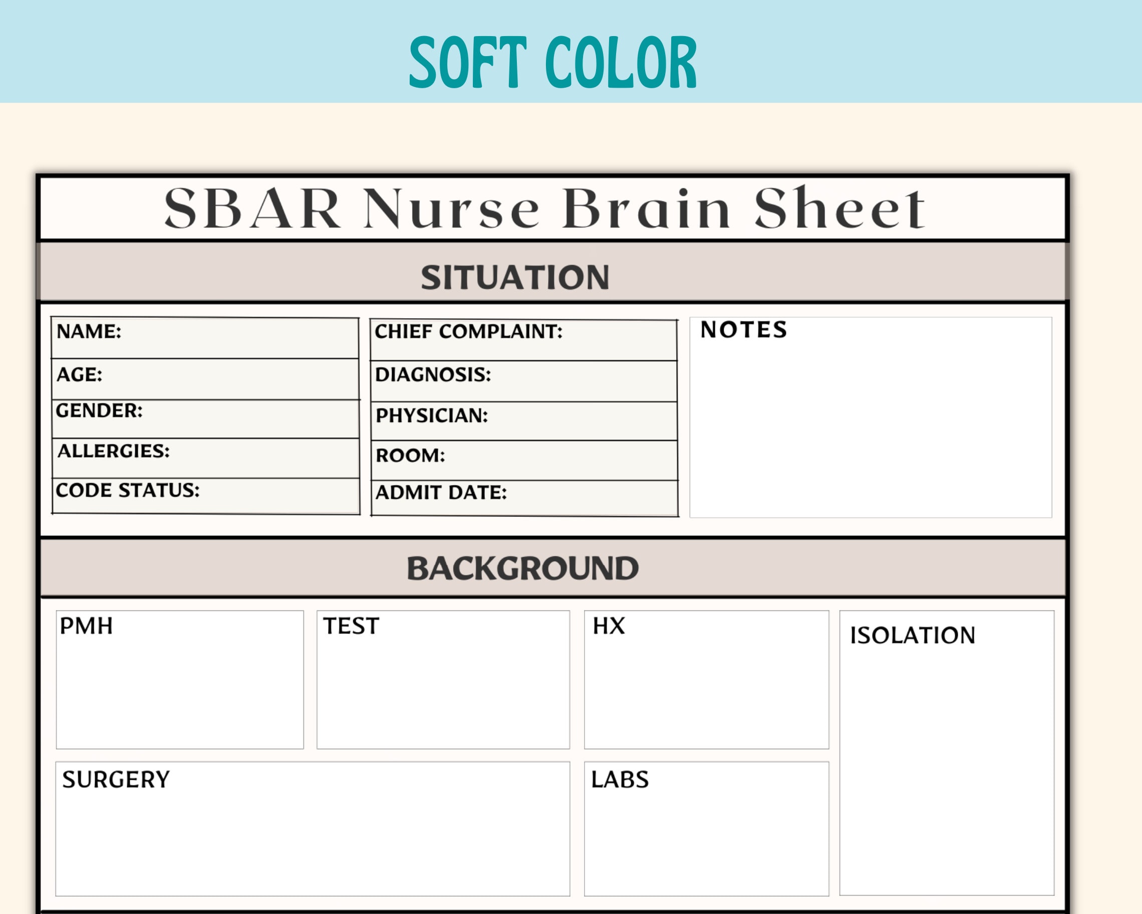 Sbar Report Sheet Nurse Report Sheet Icu Report Sheet - Etsy Israel