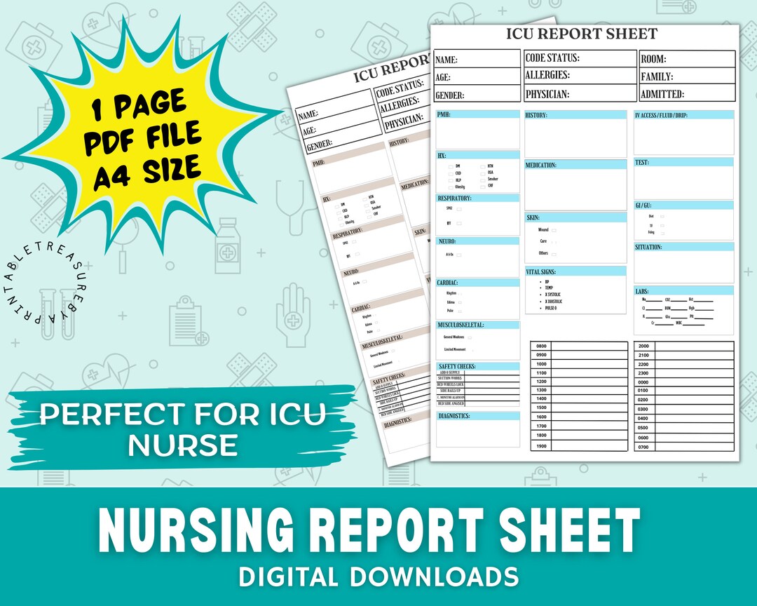 Icu Brain Sheet Icu Nurse Brain Icu Report Sheet Full - Etsy