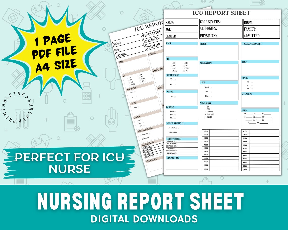 Icu Brain Sheet Icu Nurse Brain Icu Report Sheet Full - Etsy