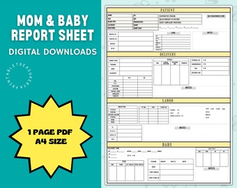 Mother Baby Report Sheet - Etsy