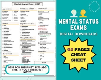 Mental Status Exam Cheat Sheet - Etsy