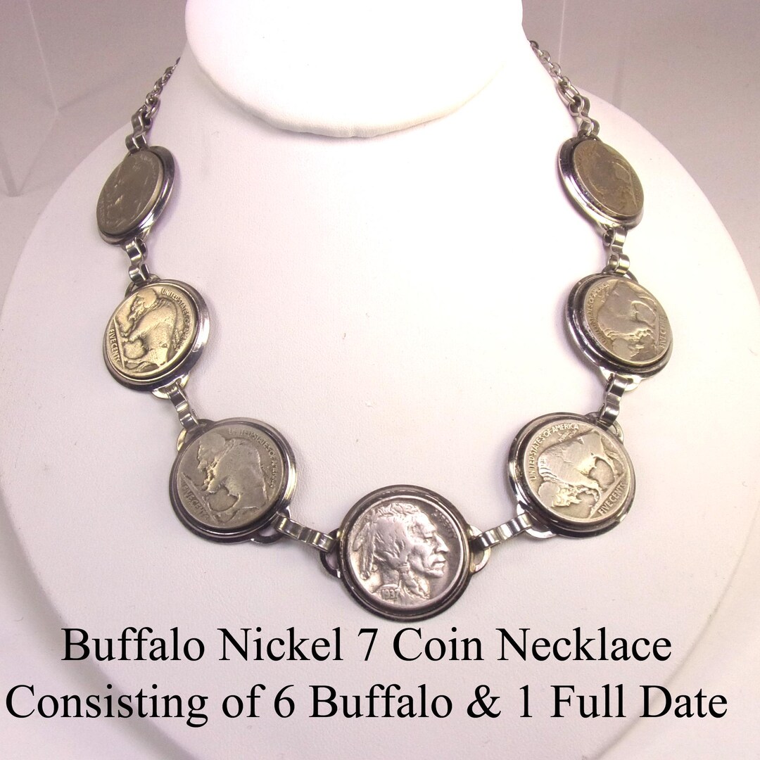 Buffalo Nickel Necklace,7 Coin Buffalo Nickel Necklace Choker,stainless ...