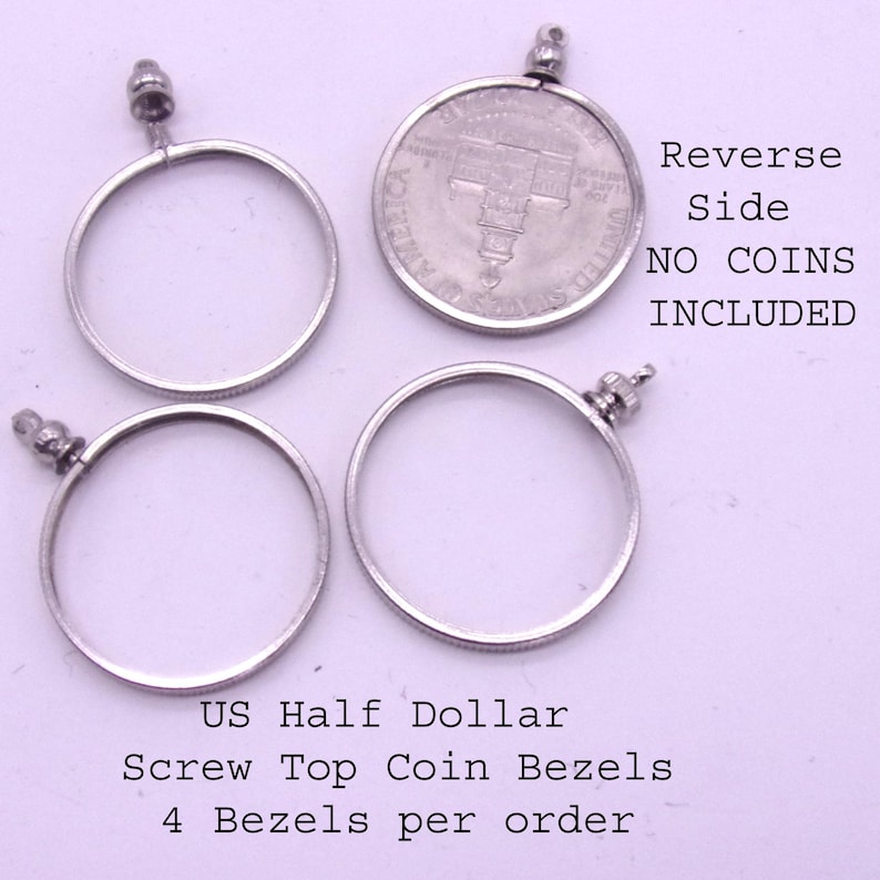 Half Dollar Coin Bezel Screw Top,special 4 Half Dollar Coin Bezels per ...