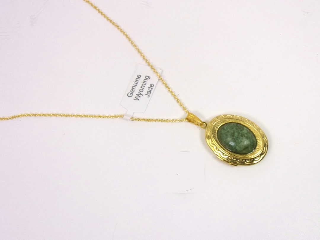 Wyoming Jade Locket,genuine Wyoming Jade 18x13mm Stone Locket,29x22mm ...