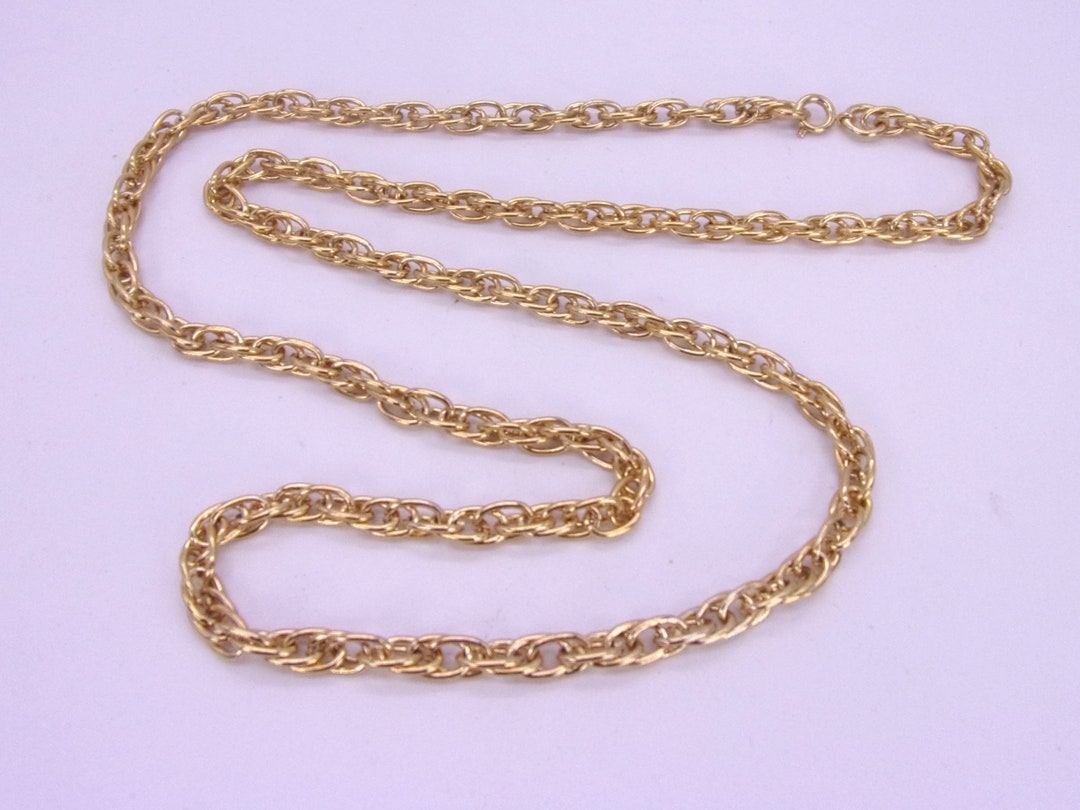 24" Rope Chain 5mm Wide,14kt Gold Plated Rope Chain,1970s Vintage New ...