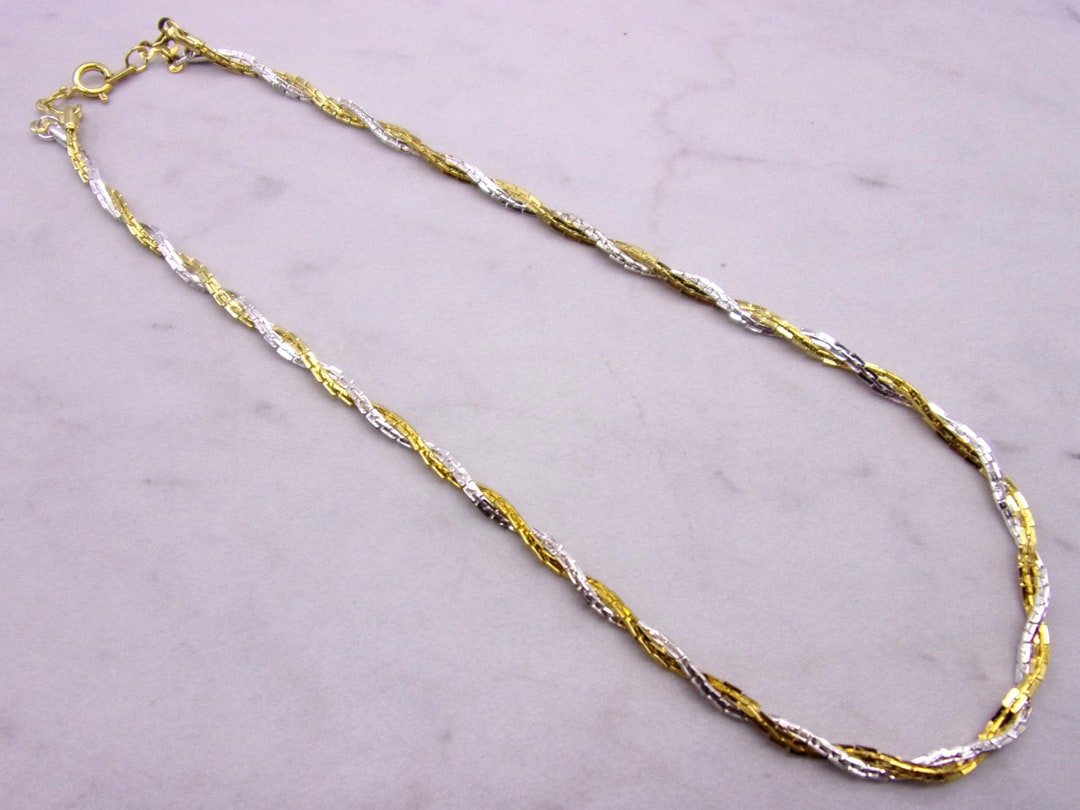 Boston Link Twist Necklace, Two Tone Boston Link Chain Twist Necklace ...