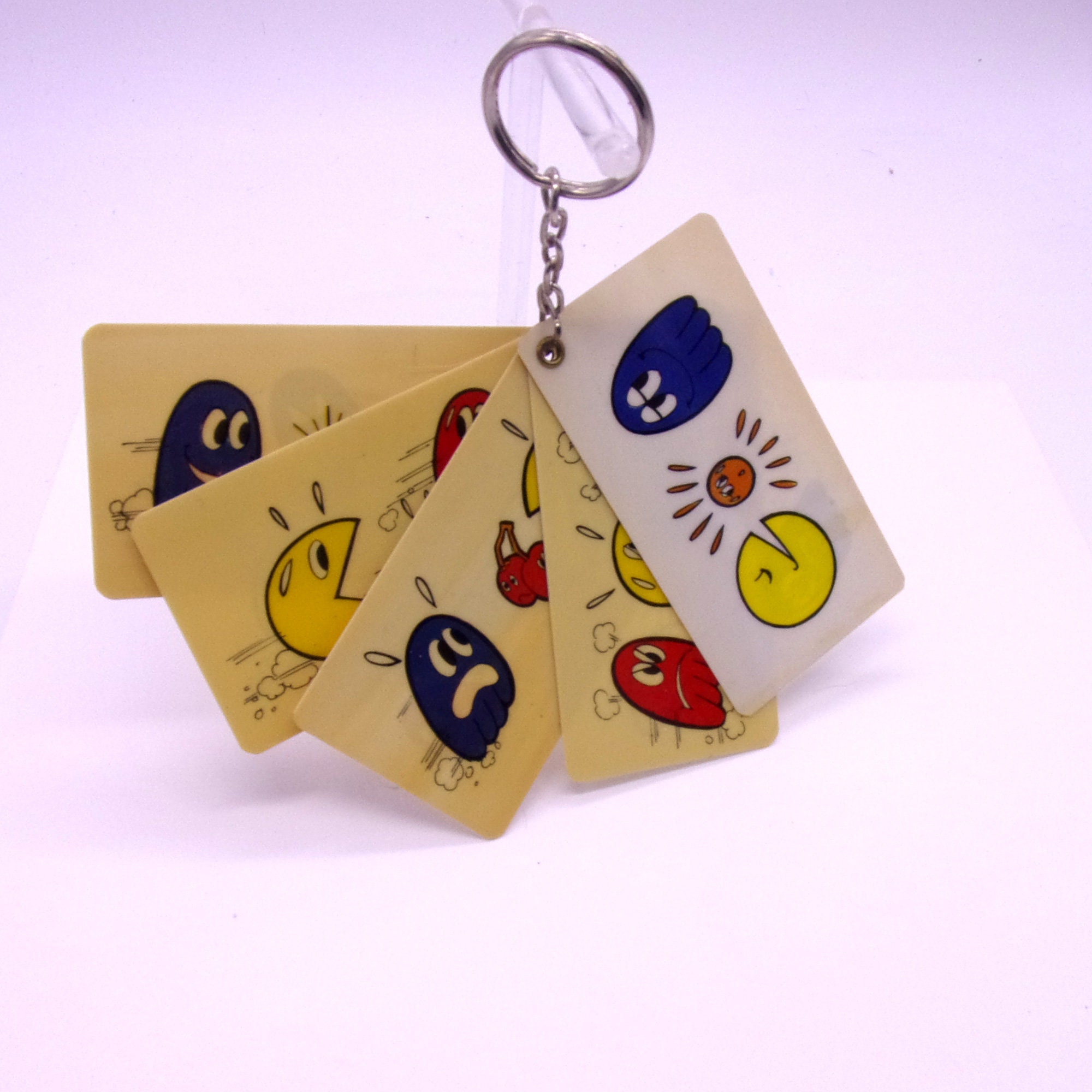 Pacman Keychain 1982,plastic Cards Pacman & Ghosts,original Package New ...