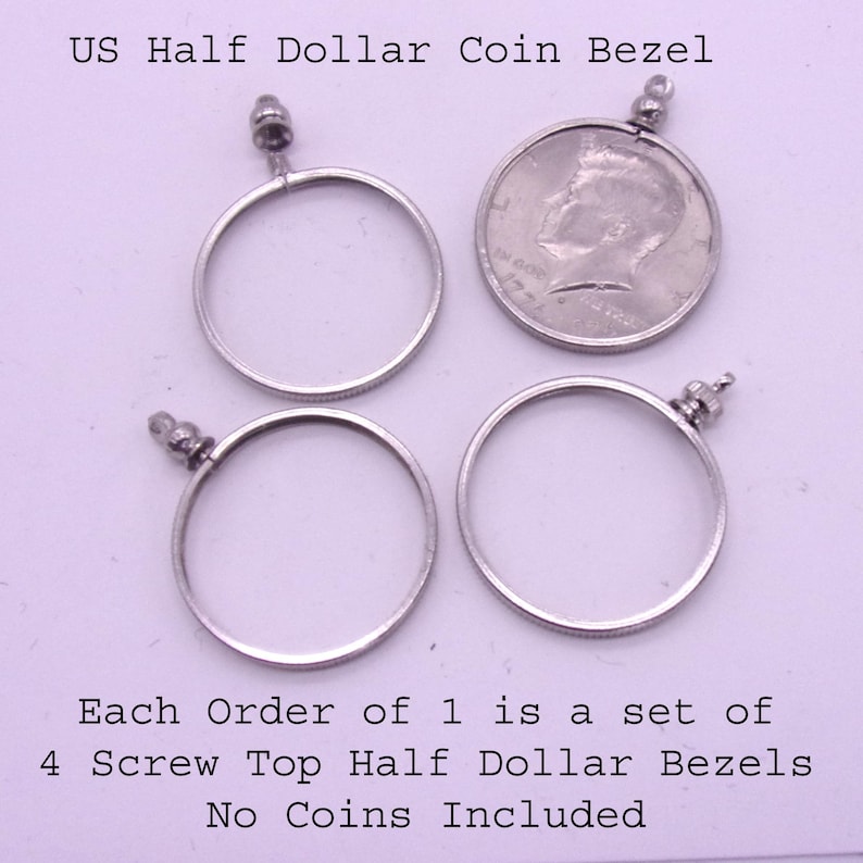 Half Dollar Coin Bezel Screw Top,special 4 Half Dollar Coin Bezels per ...