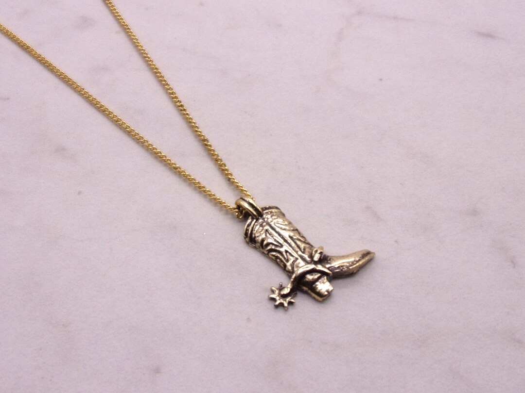 Cowboy Boot Necklace,new Old Stock 1970s Antiqued Gold Cowboy Boot ...